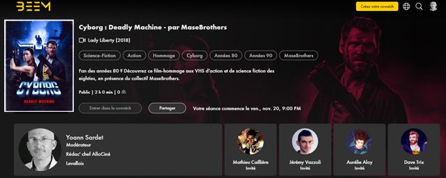 Cowatch AlloCiné : une séance gratuite, en ligne et en direct de Cyborg ...